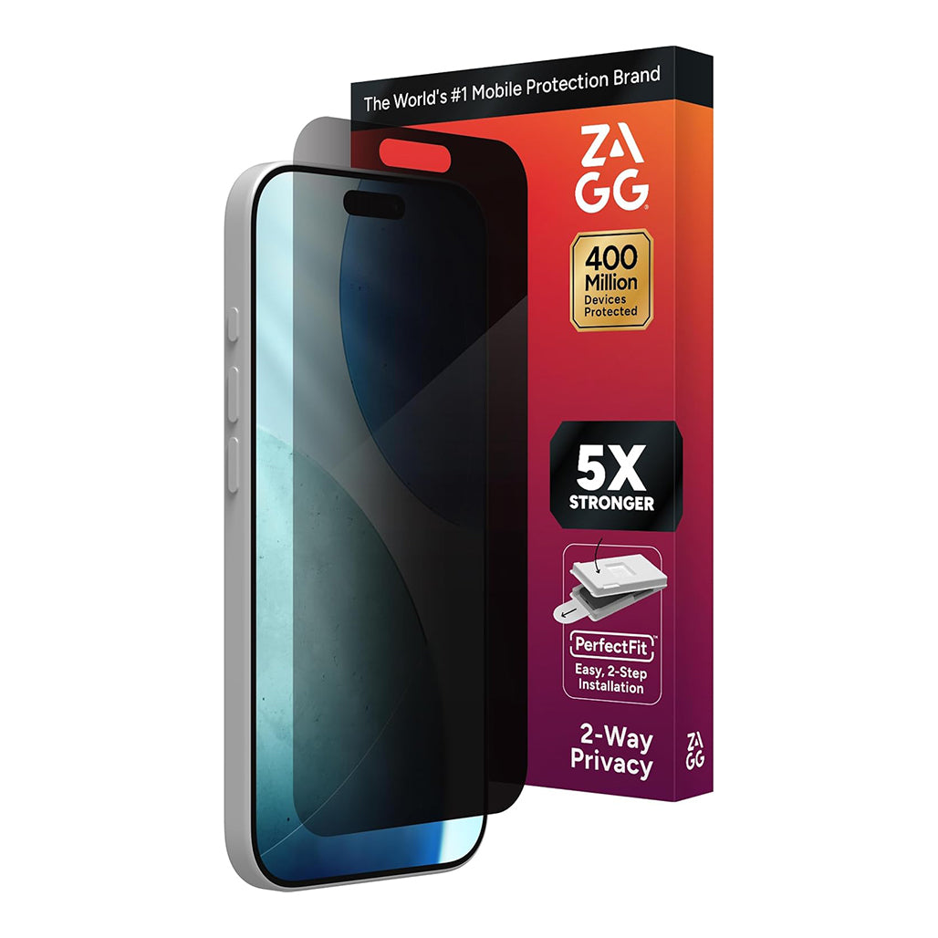 ZAGG Glass Elite Privacy Screen Protector- 5X Stronger Tempered Glass ...